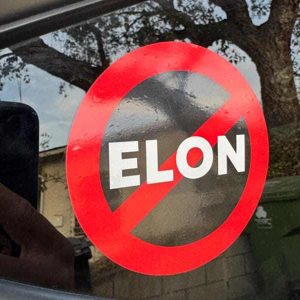 Anti Elon Tesla Club Die-cut STATIC CLING Vinyl Non-adhesive Window ...