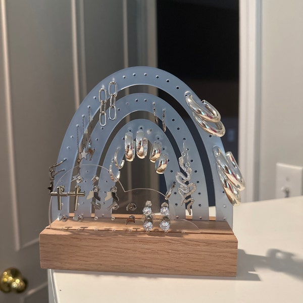 Acrylic Rainbow & Cloud Earring Holder With Stand, Earring Stand ...