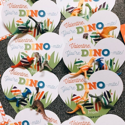Printable Dinosaur Valentines Hearts for Small Dinosaur Toy or Dino ...