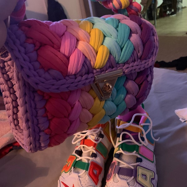 Multi Color Bag/hand Woven Bag/crochet Bag/knitted Bag/colorful Bag ...