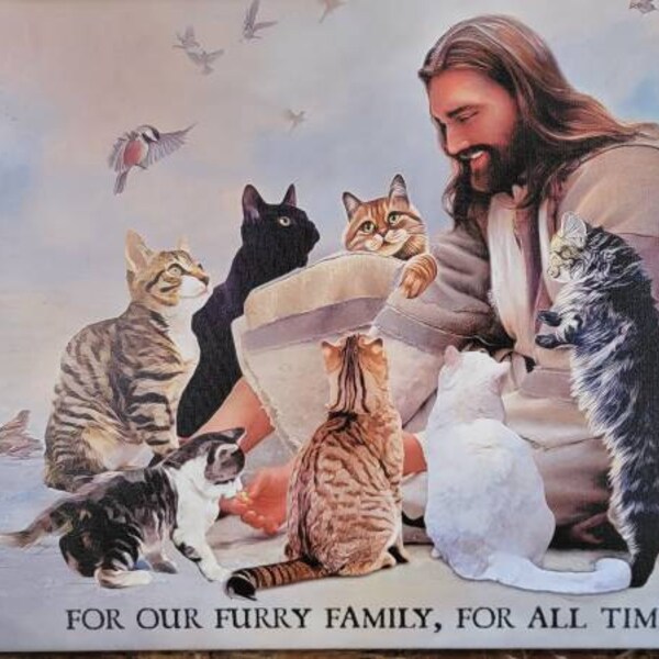 Jesus With Cats Canvas, Cat Lovers, Canvas for Cat Lovers - Etsy
