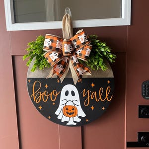 Halloween Front Door Decor Halloween Wreath Boo Y'all Ghost Halloween ...