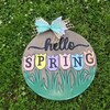 Hello Spring Tulips Sign, Round Door Hanger Svg, Spring Welcome Sign ...