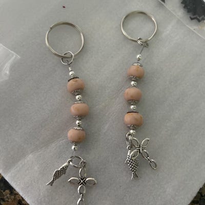 Dried Flower Memory Memorial Bead Rosary Style Key Chain Car Mirror ...