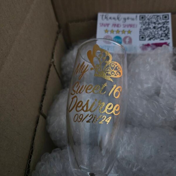 Copa De Vidrio Personalizada Para Quinceañera O Sweet 16! Personalized ...