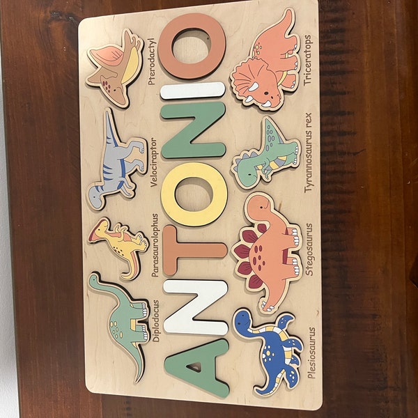 Dinosaur Name Puzzle | Dinosaur First Birthday Gift | Dinosaur Nursery ...