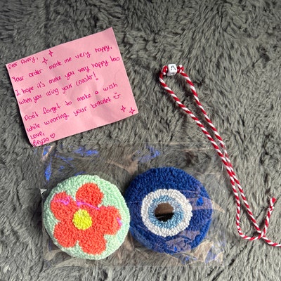 Punch Needle Coaster Tufted Coastermini Rug Custom Mug Rug - Etsy