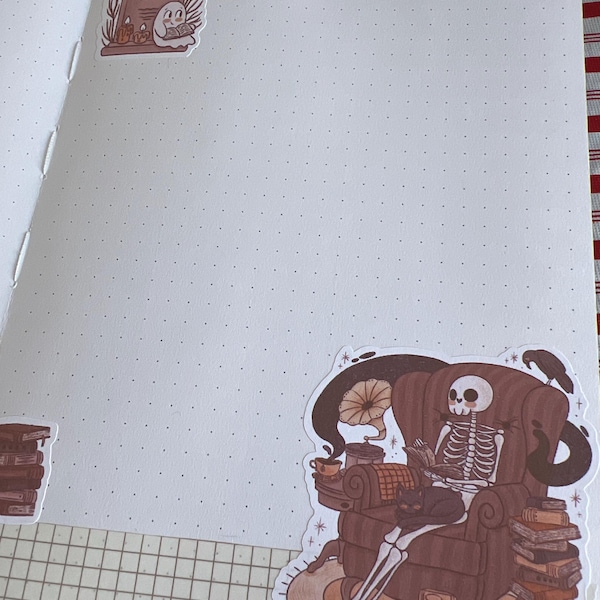 Skully the Book Loving Skeleton Sticker Sheet | Journal Stickers ...