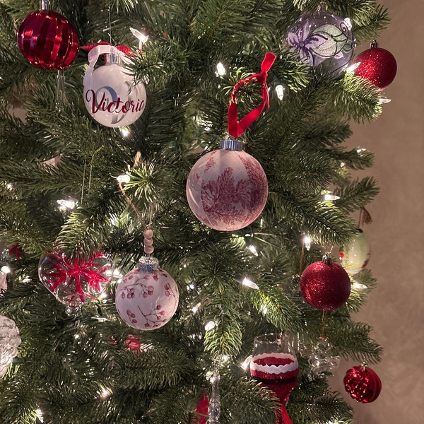 Red Toile Christmas Ornament: French Country Fabric Tree Decoration - Etsy