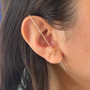 Ear Pin Cuff Smooth Earrings or Ear Spear / 18 Gauge / 14k Yellow or ...