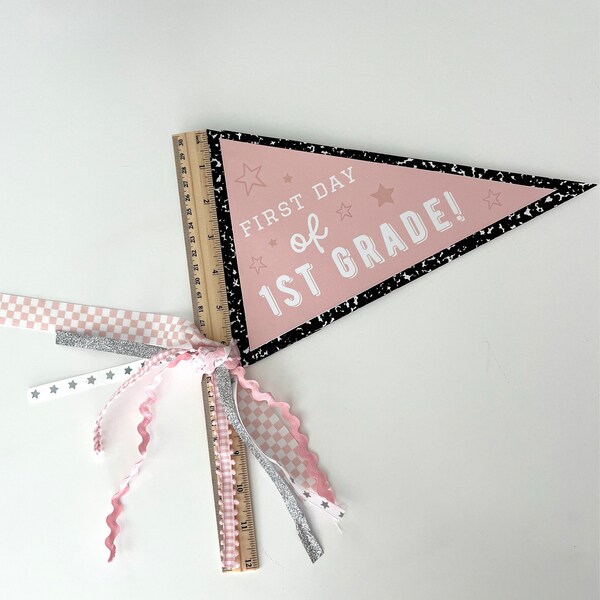 Back to School Printable Sign, Pennant Flag Mockup, First Day of 1st ...