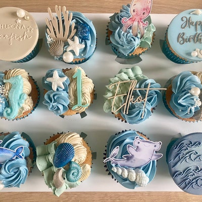 Mermaid Clam Shell Cake Topper Personalised Name Sea Theme Acrylic Mini ...