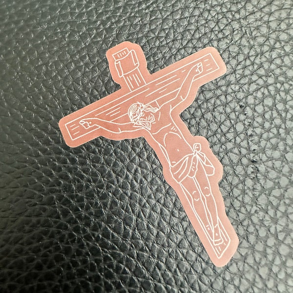 Crucifix Sticker, Jesus on Cross Sticker, Christian Sticker, Catholic ...