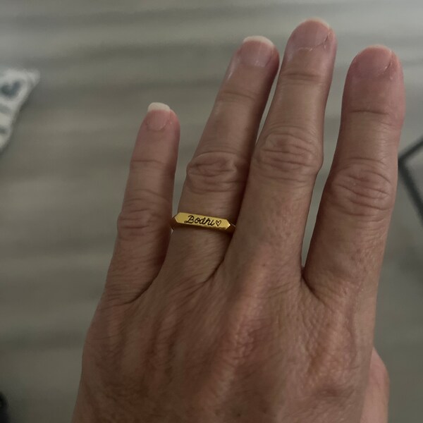 Bar Name Ring by Caitlyn Minimalist • Signet Name Ring • Custom Skinny ...