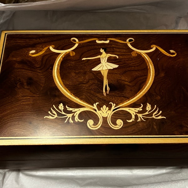 A Thousand Years Music Box, Solid Oak Dancing Couple Music Box ...