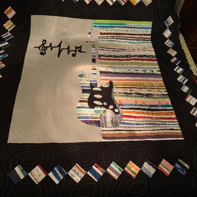 Guitar Applique Quilt Pattern, beautifully Acoustic 67 X 57 Twin ...
