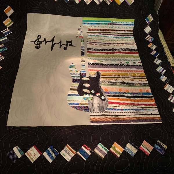 Digital Quilt Pattern - Guitar Applique Quilt, "rock On" (57" X 50") - Etsy