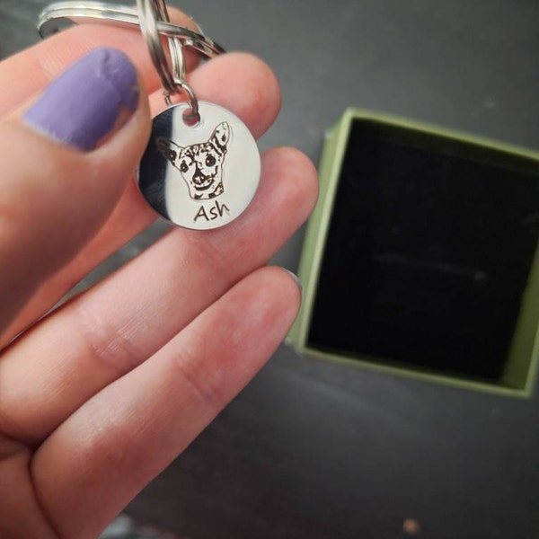 Personalized Dog Keychain - Custom Dog Portrait Keychain -pet Keychain ...