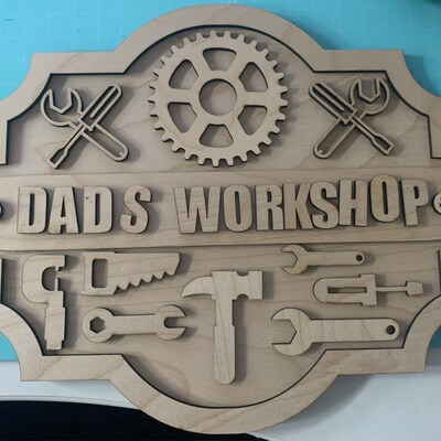 Dads Workshop Wall or Door Sign. Workshop Signage Laser Cutting File ...
