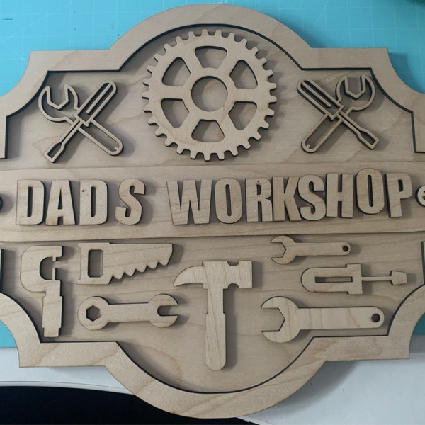 Dads Workshop Wall or Door Sign. Workshop Signage Laser Cutting File ...