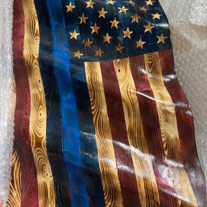 Wavy Wood Police Support Flag - Etsy