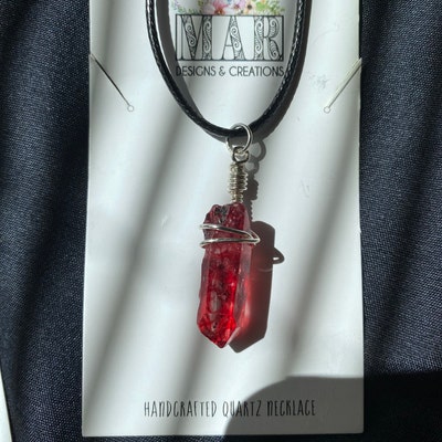 Quartz Crystal Necklace Maroon Deep Red - Etsy