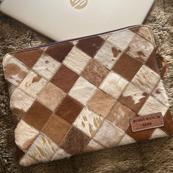 BOHO LUXE LAPTOP Computer Bag | Tech Sleeve Western Genuine Hair on ...
