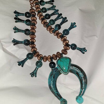 Silver Crown Pendent Squash Blossom Necklace Beaded Chain - Etsy