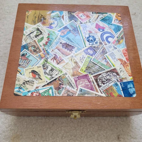Wooden Keepsake / Letter Box - Collage/decoupage With Vintage Sepia ...