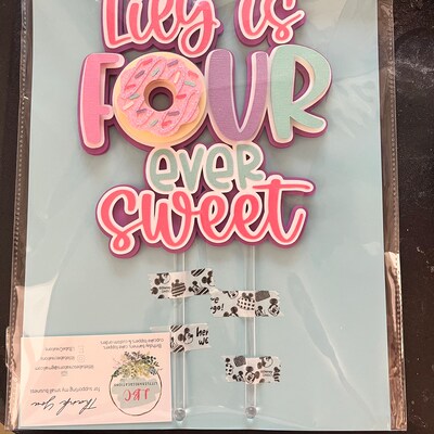 Four Ever Sweet Cake Topper 4 Ever Sweet Donut Theme Cake Topper Donut ...
