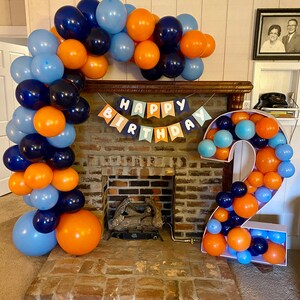 Light Blue Navy Brown Tan Boho Happy Birthday Party Banner Garland ...