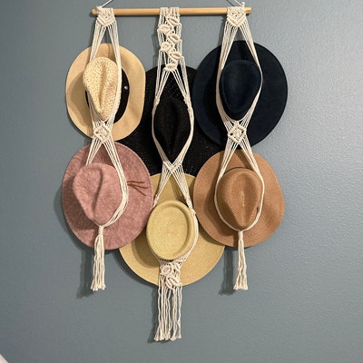 Macrame Hat Holder, Wall Hanger for Hat, Macrame Storage, Boho ...