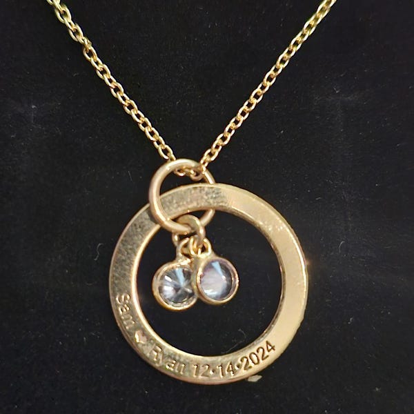 Personalized Gold Birthstone Necklace Women Name Necklace With ...