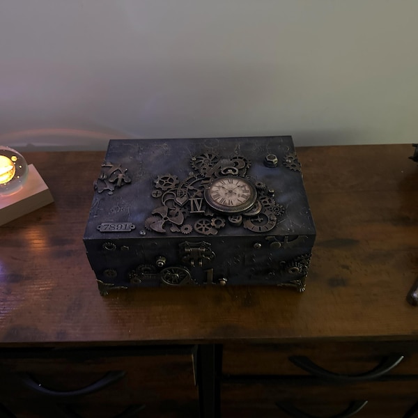 Personalised Steampunk Box, Mixed Media Gift, Customizable Wooden Box ...