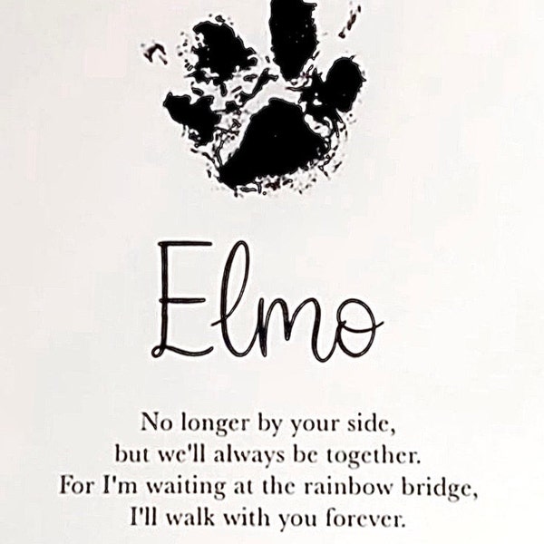 Personalised Dog Print, Paw Print, Pet Memorial Gift, Dog Poem, Pet ...