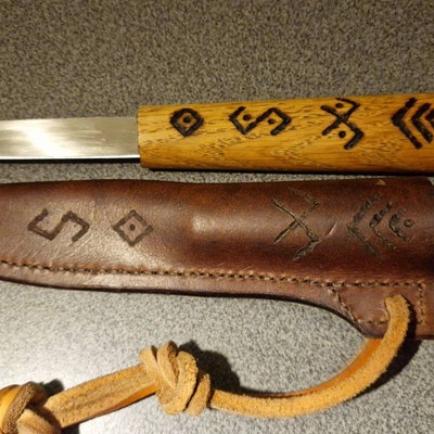 Medium Handmade Viking/slavic Knife With Leather Scabbard - Etsy