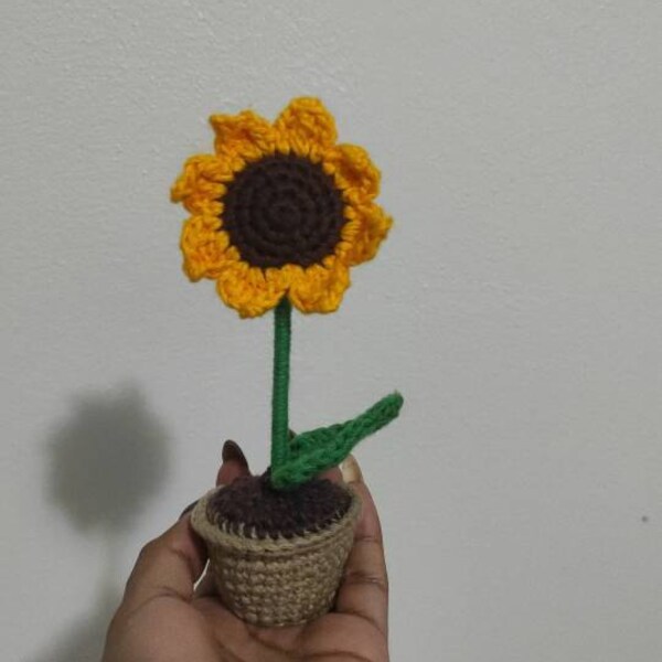 Sunflower in a Pot Crochet PATTERN, Crochet Sunflower Pattern PDF, Mini ...