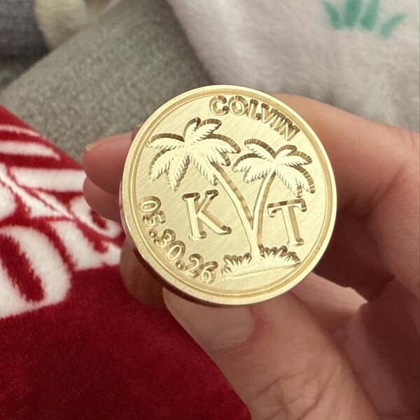 Palm Tree Monogram Wax Seal Stamp, Coconut Tree Logo Wax Seal, Palm ...