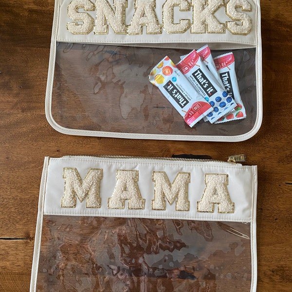 Baby and Mama Clear Pouch With Patches, Baby Shower Gift, Hospital Bag ...