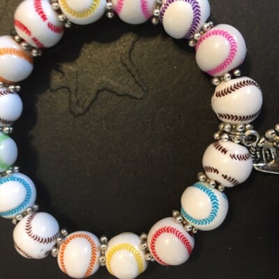 Baseball Acrylic Beads: Softball Bead, Multiple Colors, Set of 50, 12 ...