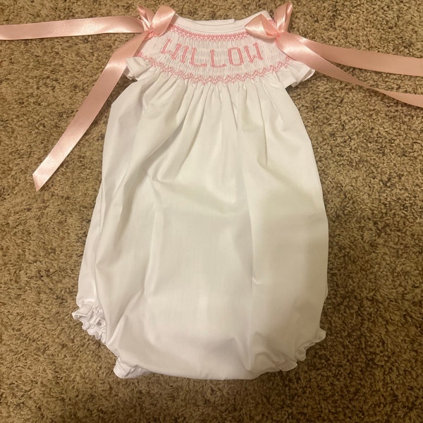 Smocked Name Bubble,custom Smock,hand Smocked Bishop Dress,monogram ...