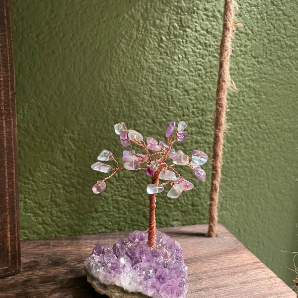 Gemstone Tree, Genuine Grade AA Peridot Stones on a Natural Smoky ...