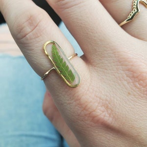 Fern Ring, Real Flower Ring, Pressed Leaf Ring, Dried Fern Ring, Resin ...