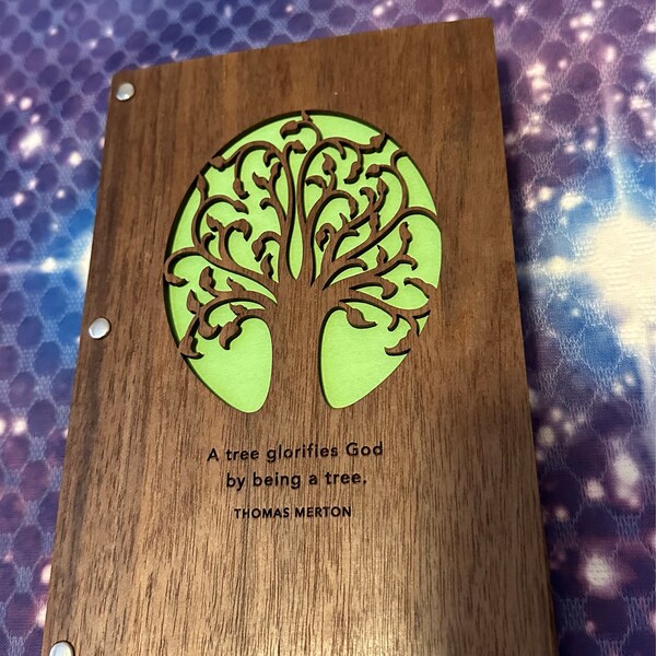 Personalized Wood Notebook, Tree of Life Laser Cut Wood Journal With ...