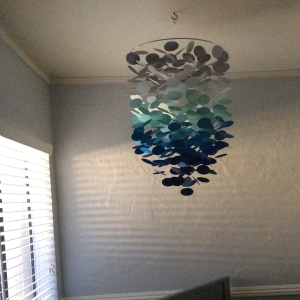 Ocean Ombre Floating Dot Mobile (large) - Gray, White, Blue // Nursery ...