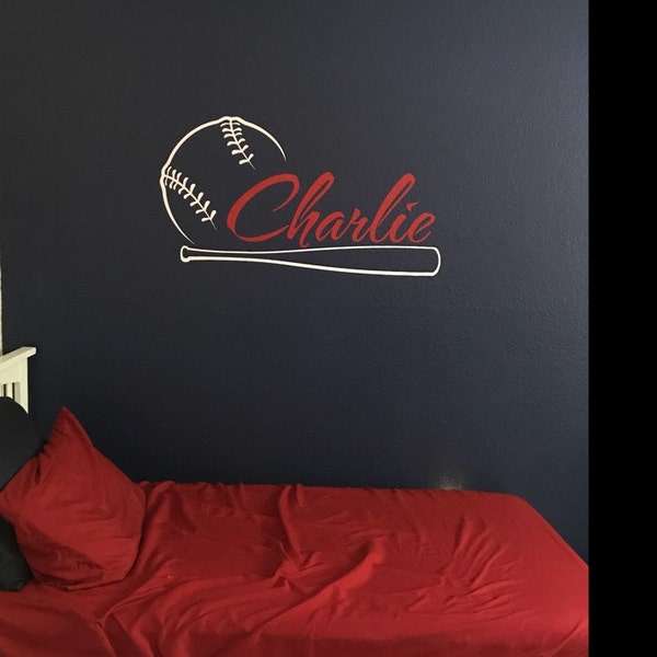 Baseball Name Wall Decal Boy- Personalized Baseball Decor- Boy Name ...