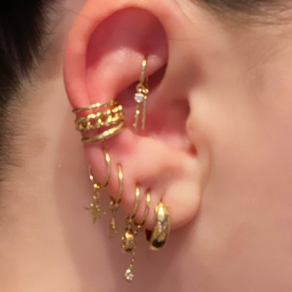 14k Gold Ear Cuff, Solid Gold Ear Cuff, Non Pierced Earring, Ear Cuff, Gold Cuffs, Ear Cartilage ...