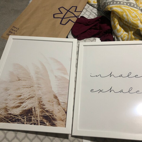 Set of 2 Pampas Inhale Exhale Print, Boho Decor, 2 Pieces Inhale Exhale ...