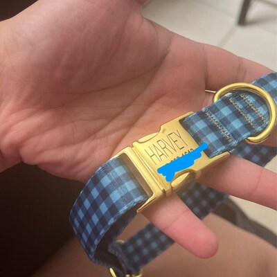 Plaid Dog Collars Personalized Dog Collars, Custom Dog Collar With Name, Engraved Metal Buckle ...