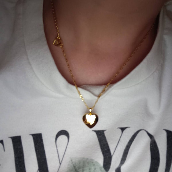 Initial Heart Locket Necklace by Caitlyn Minimalist • Gold Locket Photo ...